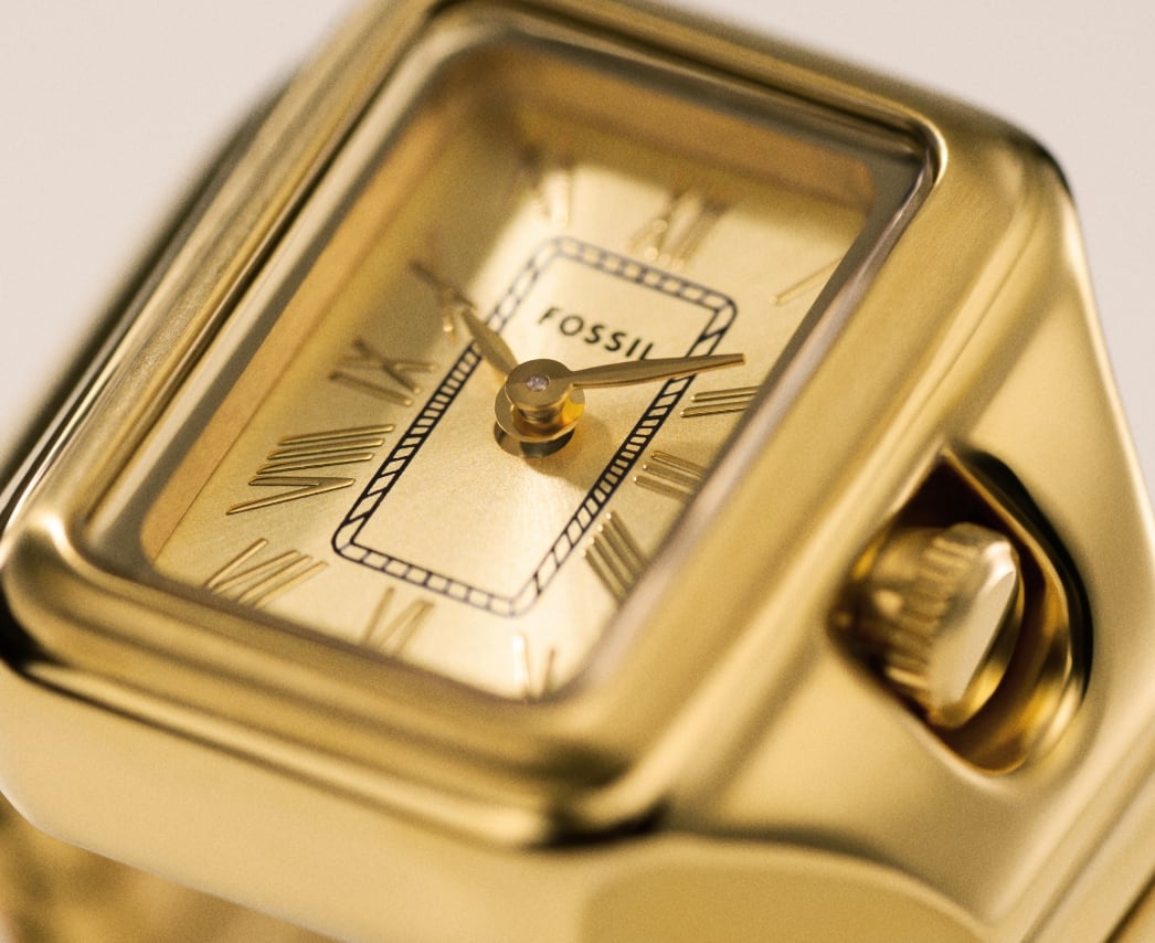 Ringuhr 2-Zeiger-Werk Edelstahl goldfarben - ES5308 - Fossil