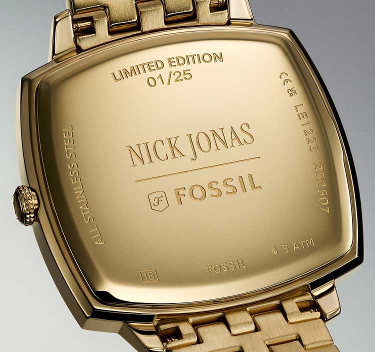 Nick Jonas x Fossil 18K Gold Plated Machine Luxe Malachite Three-Hand ...